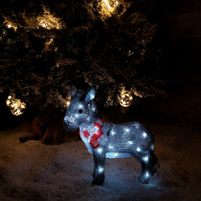34cm Battery Operated Light up Acrylic Christmas Donkey Decoration with ...