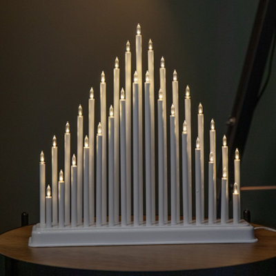 34cm Warm White LED White Candle Bridge Christmas Decoration | DIY at B&Q