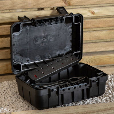 34cm x 21cm Large Black Outdoor Weatherproof Connection Box with ...