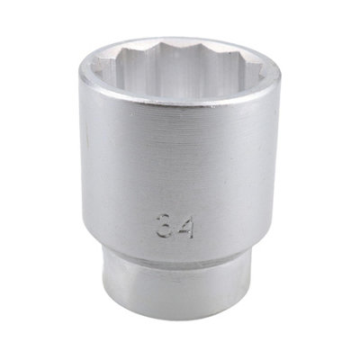 34mm 3/4" Drive Socket 12 Sided 58mm HGV Satin Finish Chrome Vanadium ...
