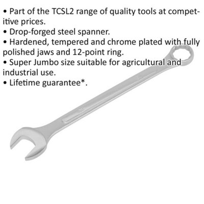 34mm Large Combination Spanner - Heavy Duty Chrome Vanadium Steel Tool ...