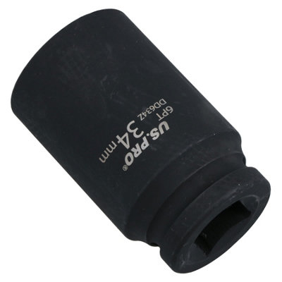 34mm Metric 3/4 Drive Double Deep Impact Socket 6 Sided Single Hex ...