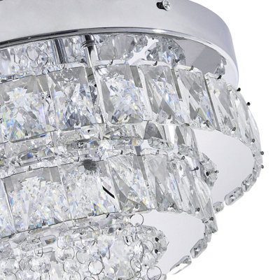 34W Modern LED Ceiling Light with K9 Crystal Shade, 6000K Cool White ...
