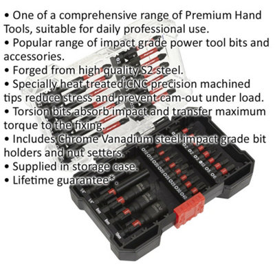 35 Piece Impact Grade Power Tool Bit Set - S2 Steel Bits - Plastic ...
