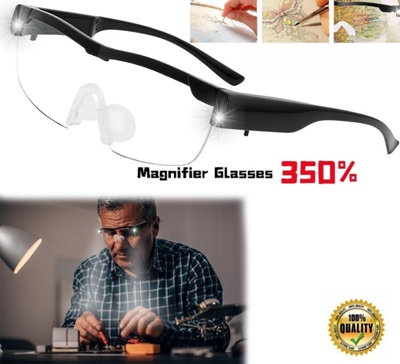 350% Magnifier Glasses with Bright LED Light for Detailed Work, Reading ...