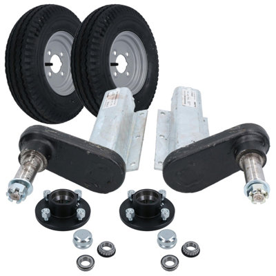 350kg Galvanised Trailer Suspension Units & 8" Wheels & Tyres Kit 4 ...