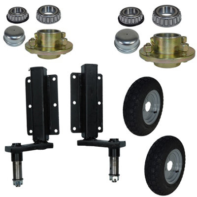 350kg Trailer Suspension Unit (Pair) & Cast Wheel Hubs & 3.50 - 8 ...