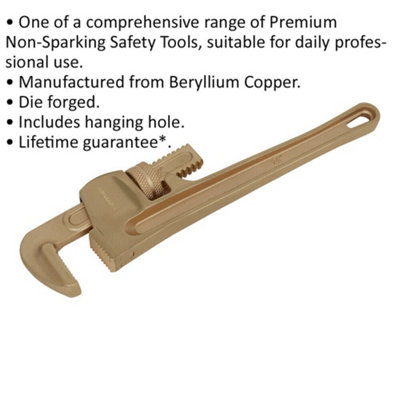 350mm Adjustable Pipe Wrench - Non-Sparking Beryllium Copper with 65mm ...