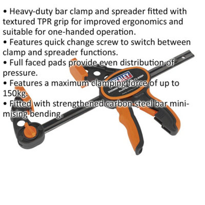 350mm Heavy Duty Quick Bar Clamp with 93mm Throat for Clamping and ...