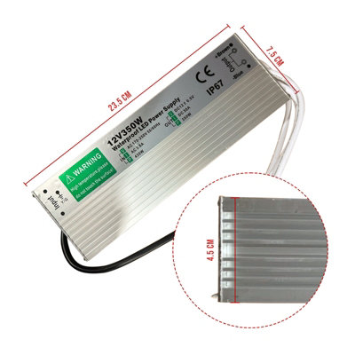 350W Waterproof LED Transformer IP67 12V Power Supply Adapter,250V AC ...