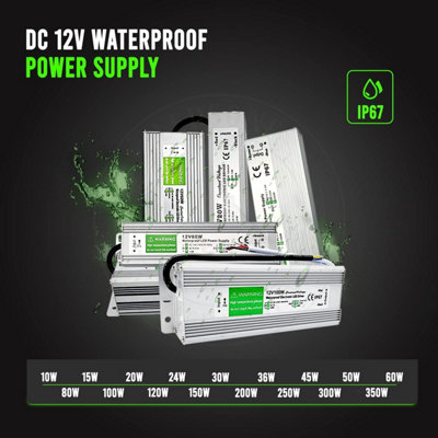 350W Waterproof LED Transformer IP67 12V Power Supply Adapter,250V AC ...