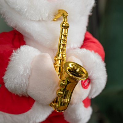 35cm Battery Operated Animated Dancing Santa with Saxophone Christmas ...