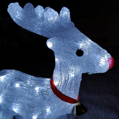 35cm Battery Operated LED Light up Acrylic Christmas Rudolph Decoration