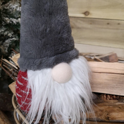 35cm Battery Operated Light up Christmas Gonk with Grey Hat & Red Body