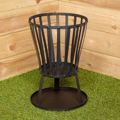 35cm Black Steel Garden Patio Log Burner Fire Pit Basket