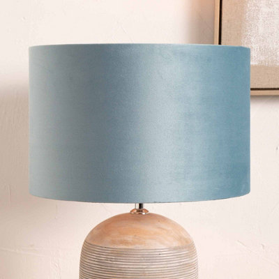 Buy 35cm Duck Egg Velvet Cylinder Lampshade Soft Blue Table Lamp Shade ...