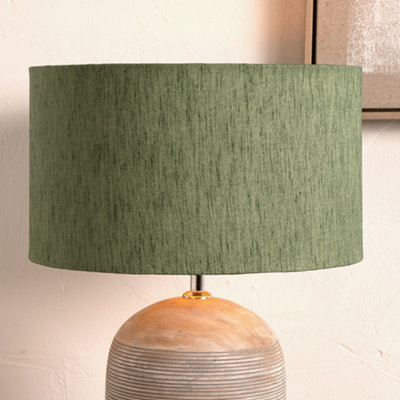 35cm Green Slubbed Faux Silk Gold Lined Cylinder table Lamp Shade