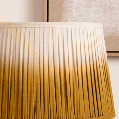 35cm Mustard Yellow Ombre Pleated Tapered Lamp Shade For Table Lamps