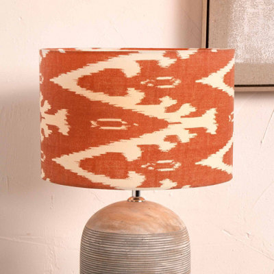 35cm Orange Patterned Drum Lampshade Cylinder Table Lamp Shade | DIY at B&Q