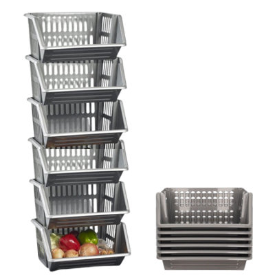 35cm Plastic Stacking Basket Storage Veg Rack Sta-ckable Organizer for ...