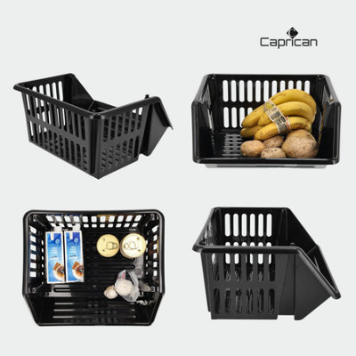 35cm Plastic Stacking Basket Storage Veg Rack Stackable Organizer for ...