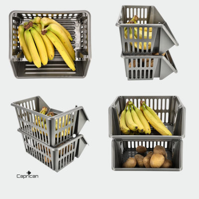 35cm Plastic Stacking Basket Storage Veg Rack Stackable Organizer for ...