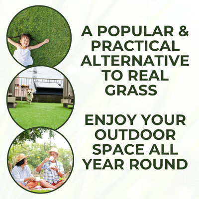 35mm Artificial Grass - 5m x 2m - Natural and Realistic Looking Fake ...