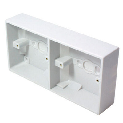 35mm Deep Dual Plastic Surface Mounted Back Box 2 Gang Wall Pattress Outlet
