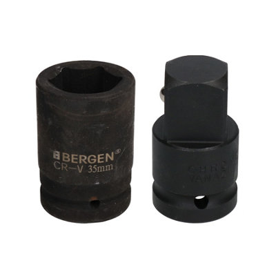 35mm Metric 3/4" or 1" Drive Deep Impact Socket 6 Sided With Step Up ...