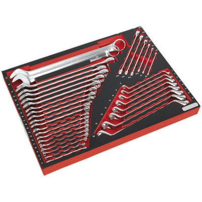 35pc Combination & Double Ended Spanner Set with 530 x 397mm Tool Tray ...