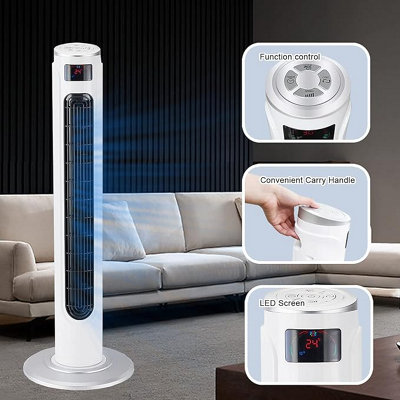 36-inch Oscillating Tower Fan with Remote Control LED Screen Display, 3 ...