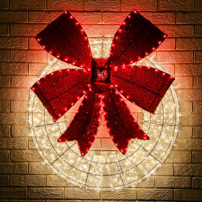 36-Inch Pre-Lit Christmas Wreath Indoor & Outdoor Lighted Garland with ...