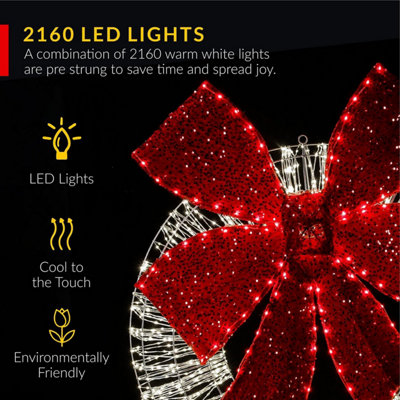 36-Inch Pre-Lit Christmas Wreath Indoor & Outdoor Lighted Garland with ...