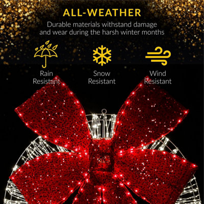 36-Inch Pre-Lit Christmas Wreath Indoor & Outdoor Lighted Garland with ...