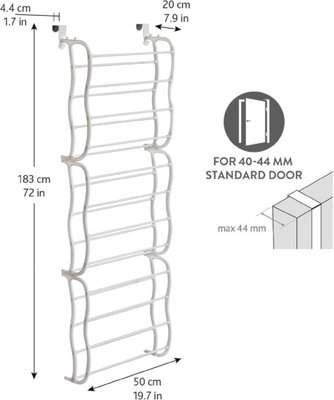 36 Pair Over the Door Hanging Shoe Rack Organizer Featuring 12 Tiers ...