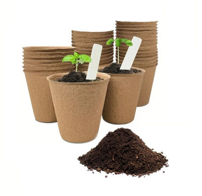 36 Round Peat Pots Biodegradable Seed Plant Pots Seedlings & Cuttings ...