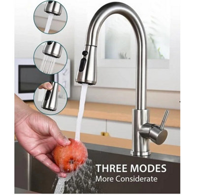 360 Degree Pull Out Kitchen Sink Mixer Tap Single Lever Spray Faucet