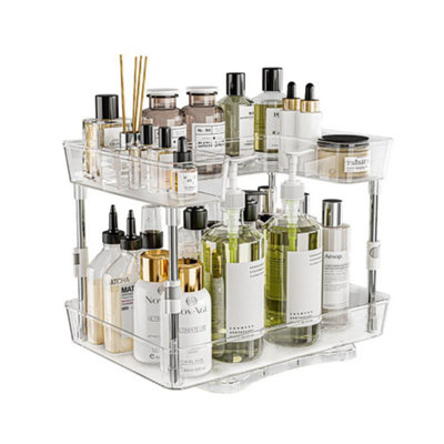 360 Degree Rotating Telescopic Storage Rack 2-Tier Adjustable Height ...