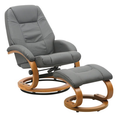 360 Degrees Swivel Recliner with Footstool and Adjustable Back Faux ...