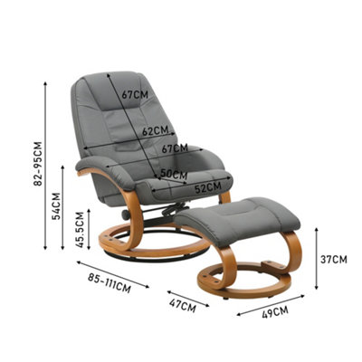 360 Degrees Swivel Recliner with Footstool and Adjustable Back Faux ...