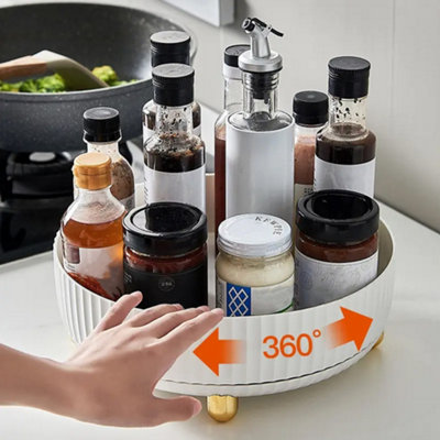 360 Degrees White Rotating Storage Rack Makeup Organizer Kitchen Organizer