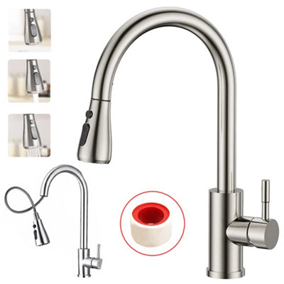 360 Kitchen Sink Mixer Taps Pull Out Spout Spray Single Lever Modern ...