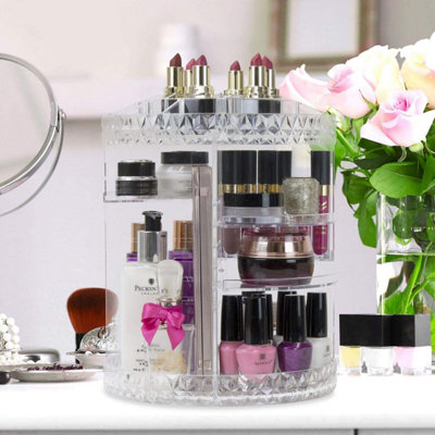 360 Rotating Crystal Carousel Organizer for Cosmetics and Toiletries ...
