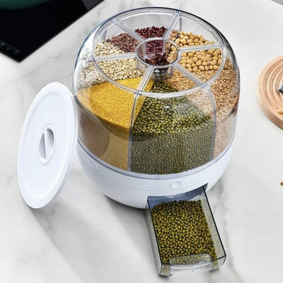 360 ROTATING FOOD BUCKET RICE SPICE DISPENSER - ONE-BUTTON PRESSING ...