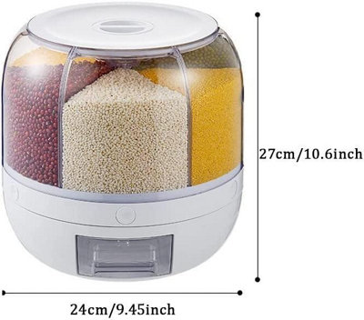 360 Rotating Food Bucket Rice Spice Dispenser - One-Button Pressing ...