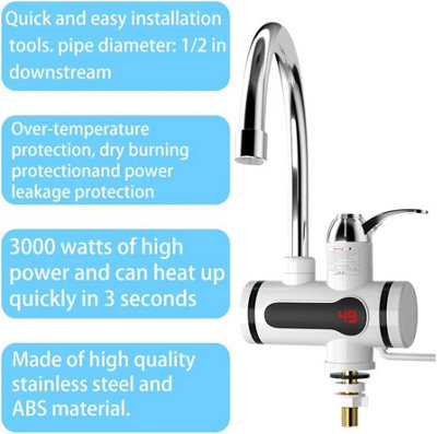 360 Rotating Instant Hot Water Faucet , Electric Fast Hot and cool Tap ...