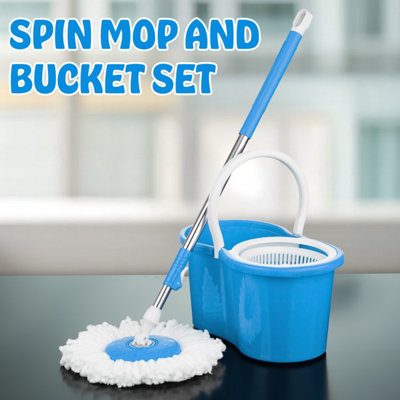 360 Rotating Spin Mop and Bucket Set Magic Floor Cleaner with 2 ...
