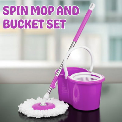 360 Rotating Spin Mop and Bucket Set Magic Floor Cleaner with 2 ...