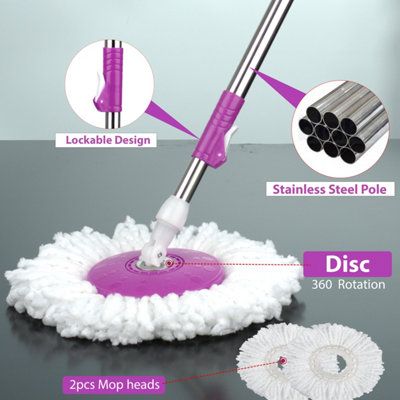 360 Rotating Spin Mop and Bucket Set Magic Floor Cleaner with 2 ...