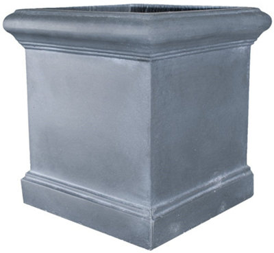 36cm Terracotta Fibrecotta Blenheim Lead Effect Cube Planter by Terra Pot